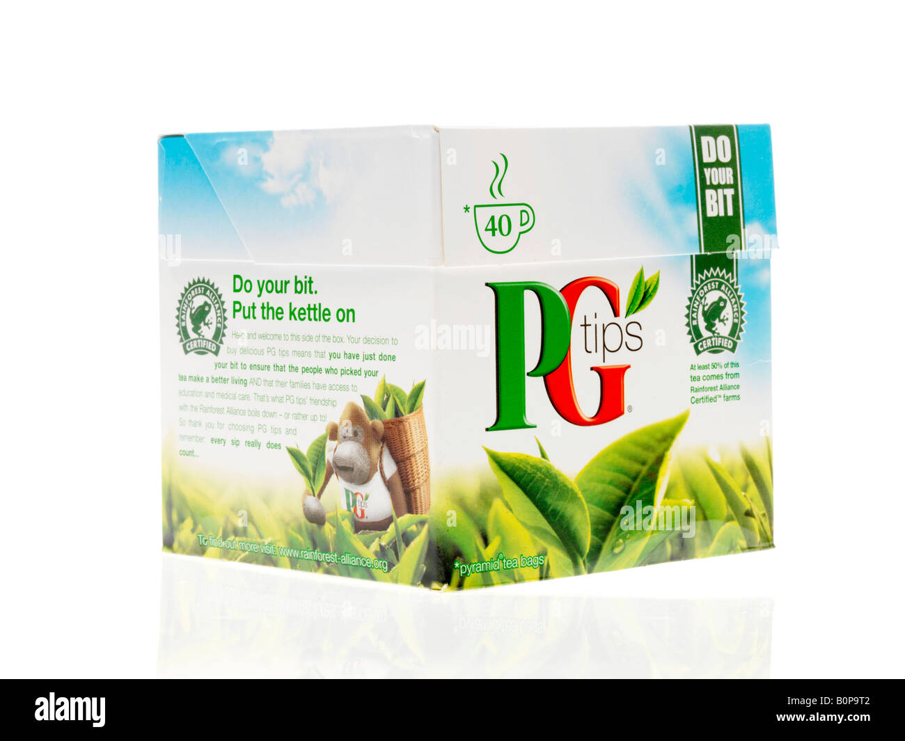 Branded PG Tips Tea Bags Isolated Against A White Background With A ...