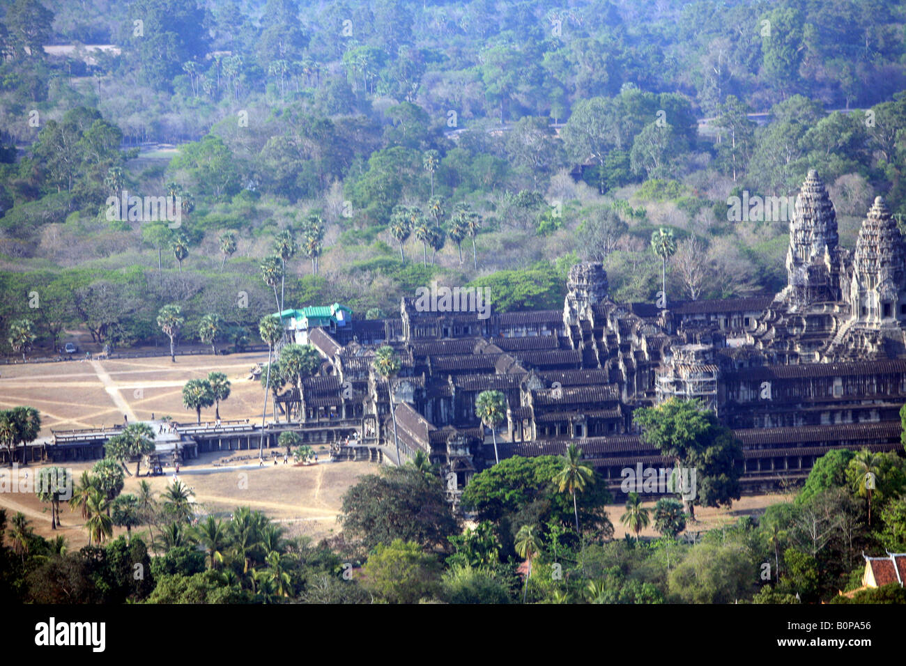 Aerial view of Angkor Wat and its moat built by Suryavarman 2nd 1000 ...