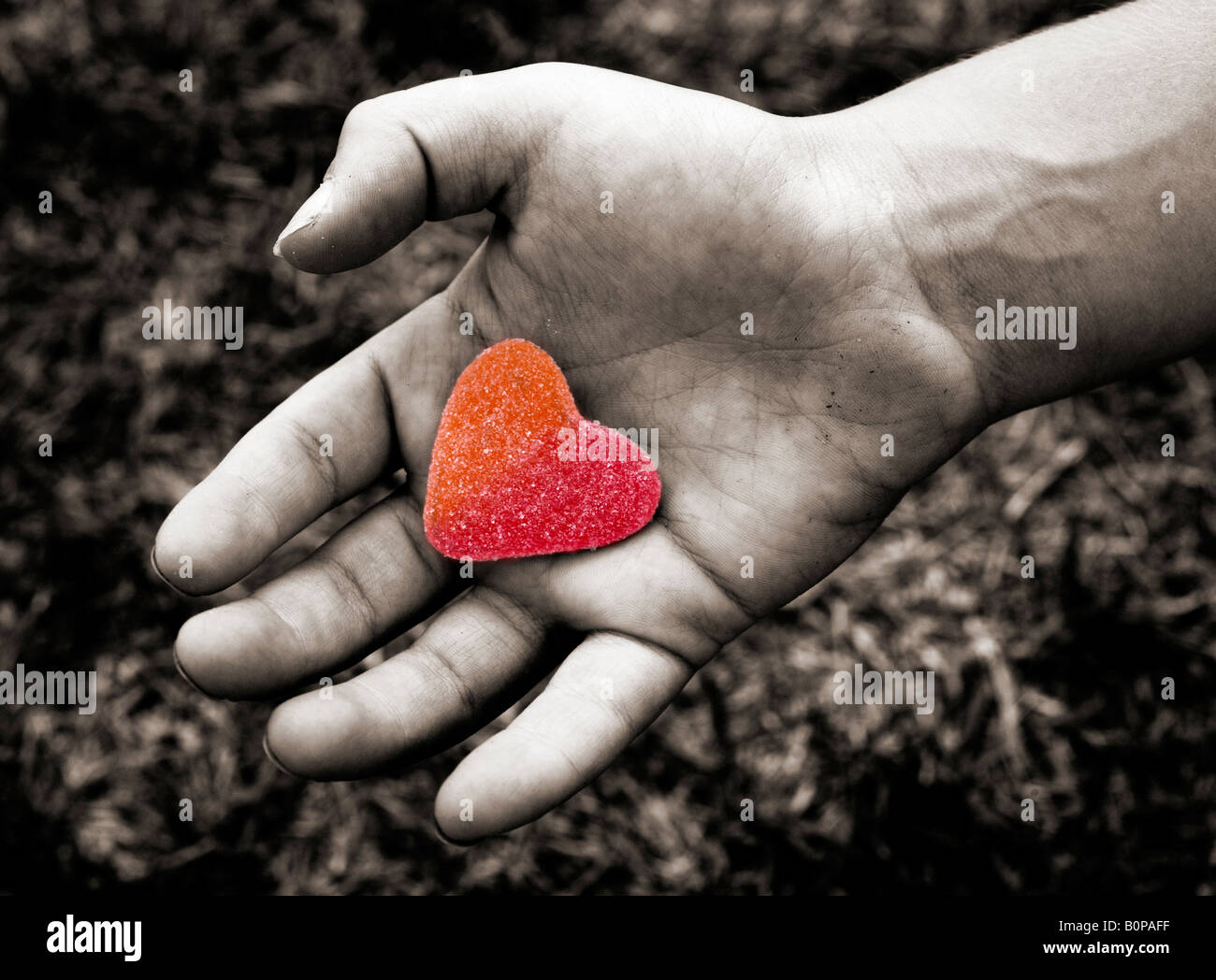 child holding heart shaped sweet in his hand Stock Photo - Alamy