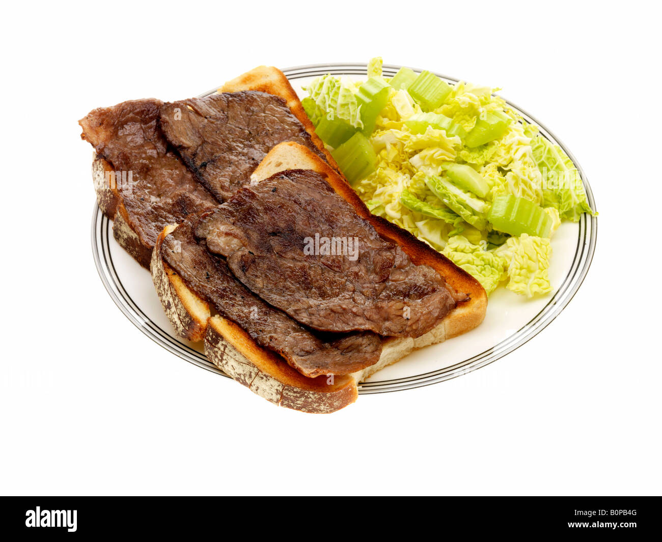 Fried Beef On Toast Stock Photo - Alamy