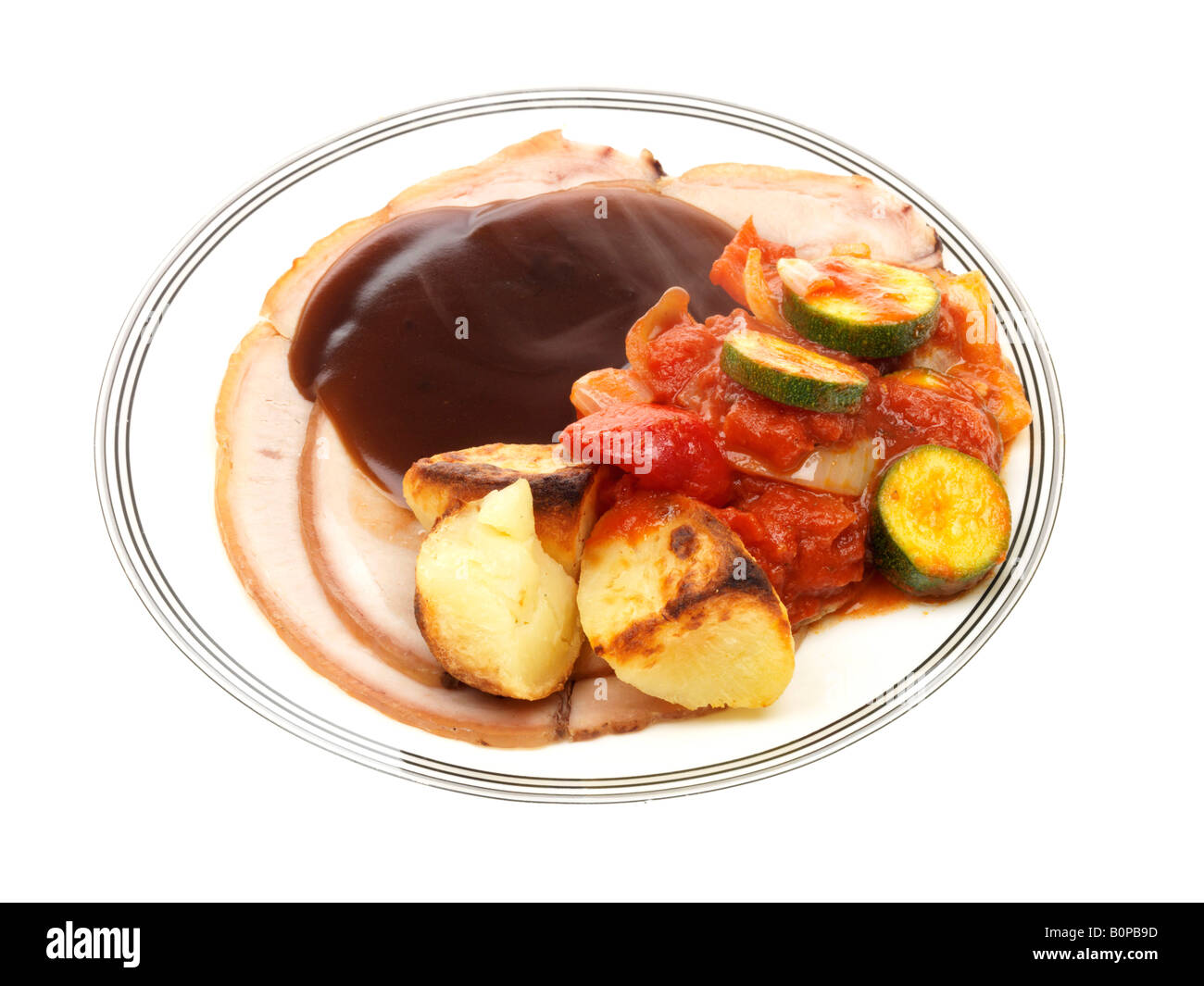 Sunday lunch plate Cut Out Stock Images & Pictures - Alamy