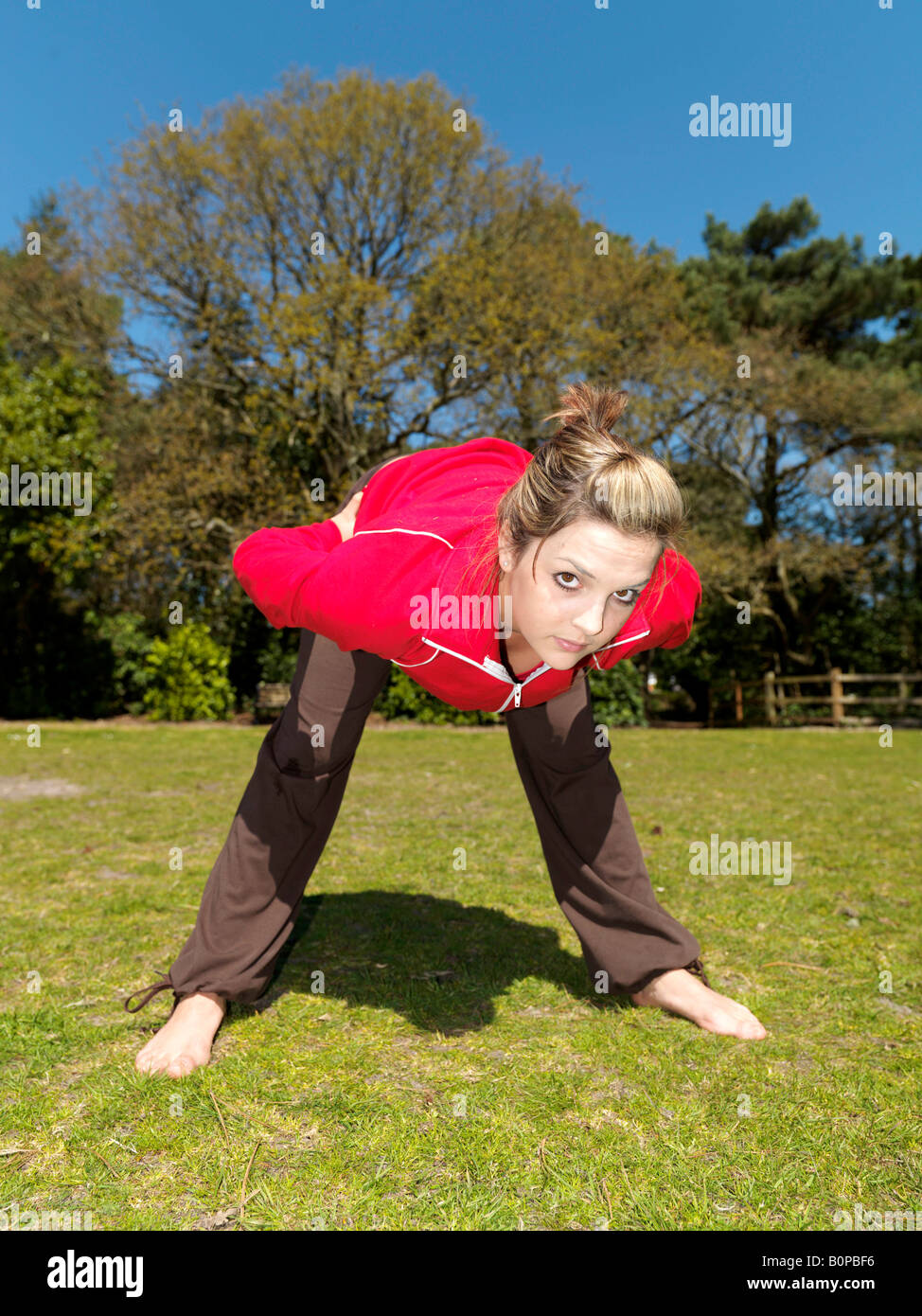 Young Woman Stretching Model Released Stock Photo - Alamy