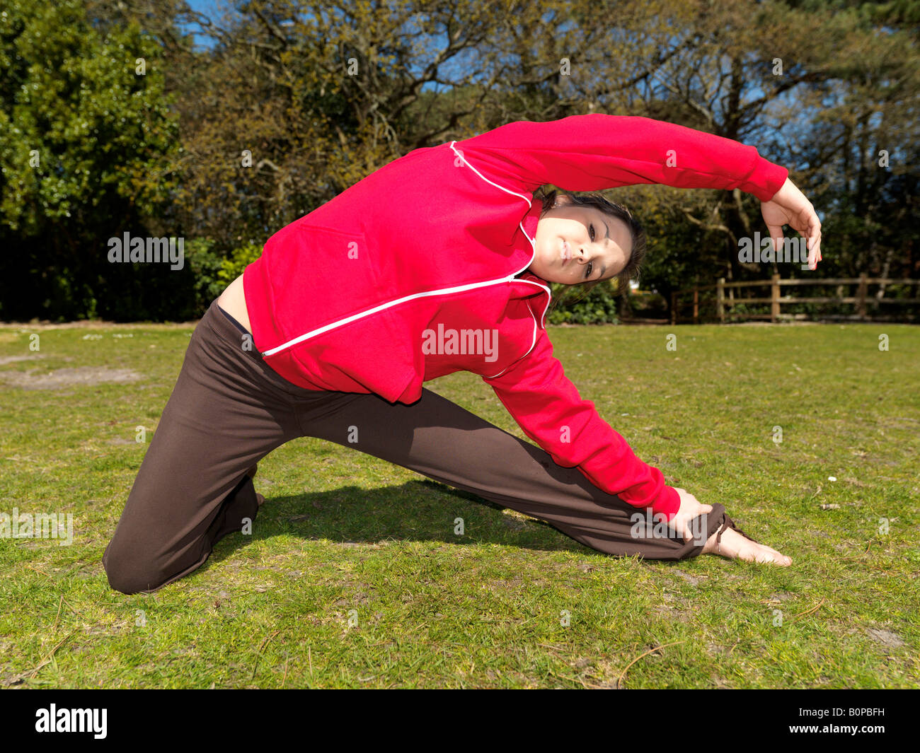 Young Woman Stretching Model Released Stock Photo - Alamy