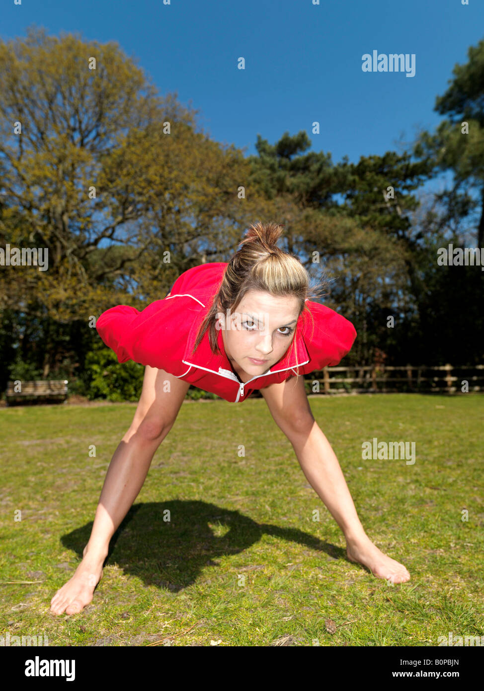 Young Woman Stretching Model Released Stock Photo - Alamy