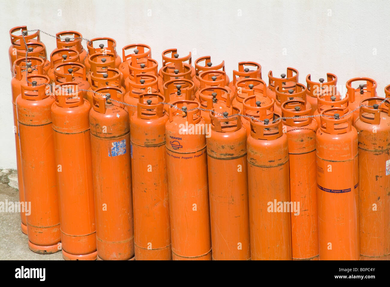 gas bottle bottles compressed liquid tank tanks chained up storage ...