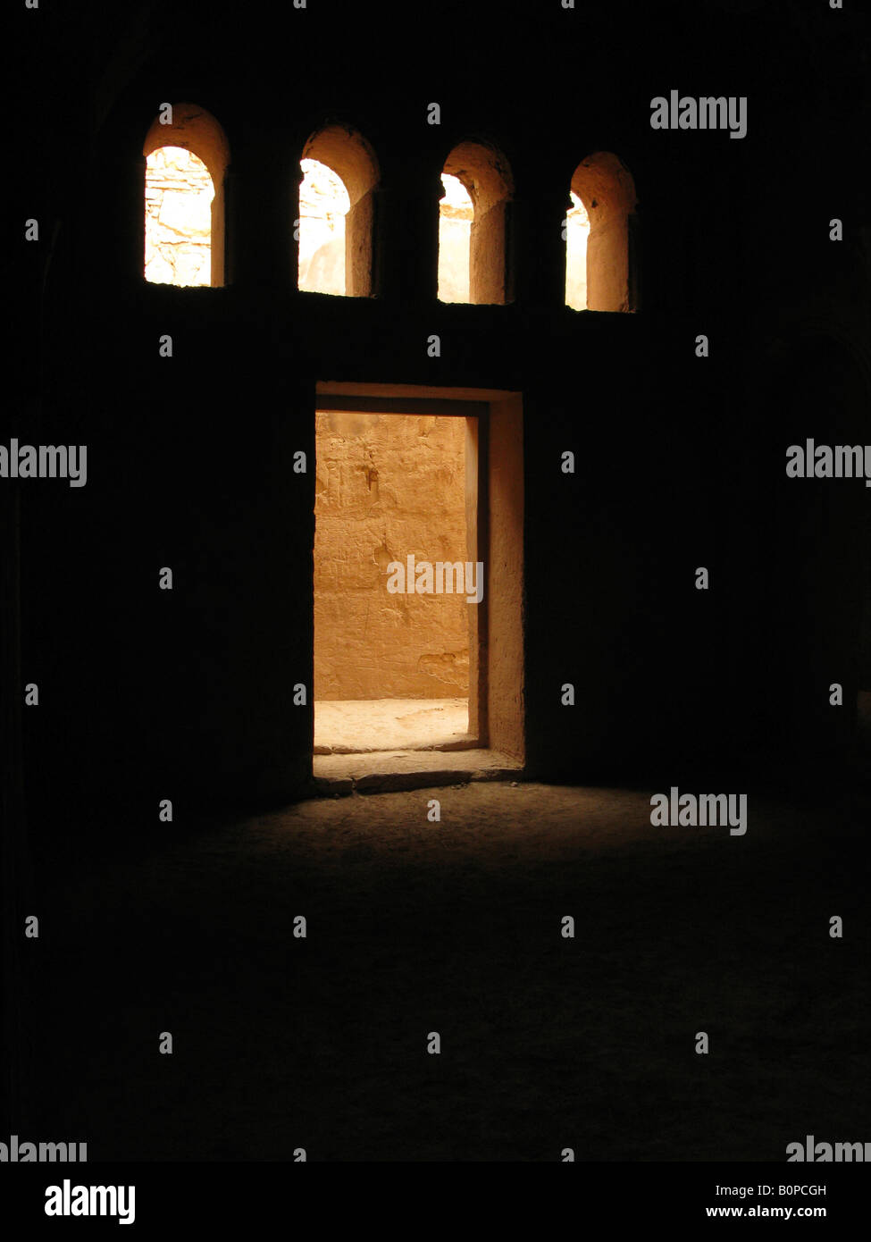 An ornate door and window arrangement Qasr al Harana, North Jordan ...