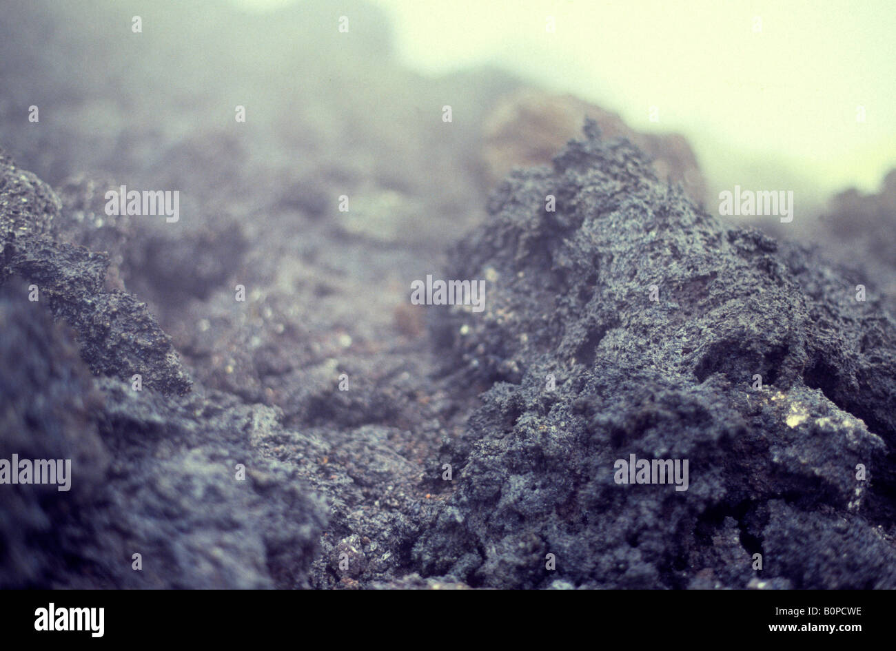Close up of fumarole and hot basalt lava flow Pacaya volcano, Guatemala ...