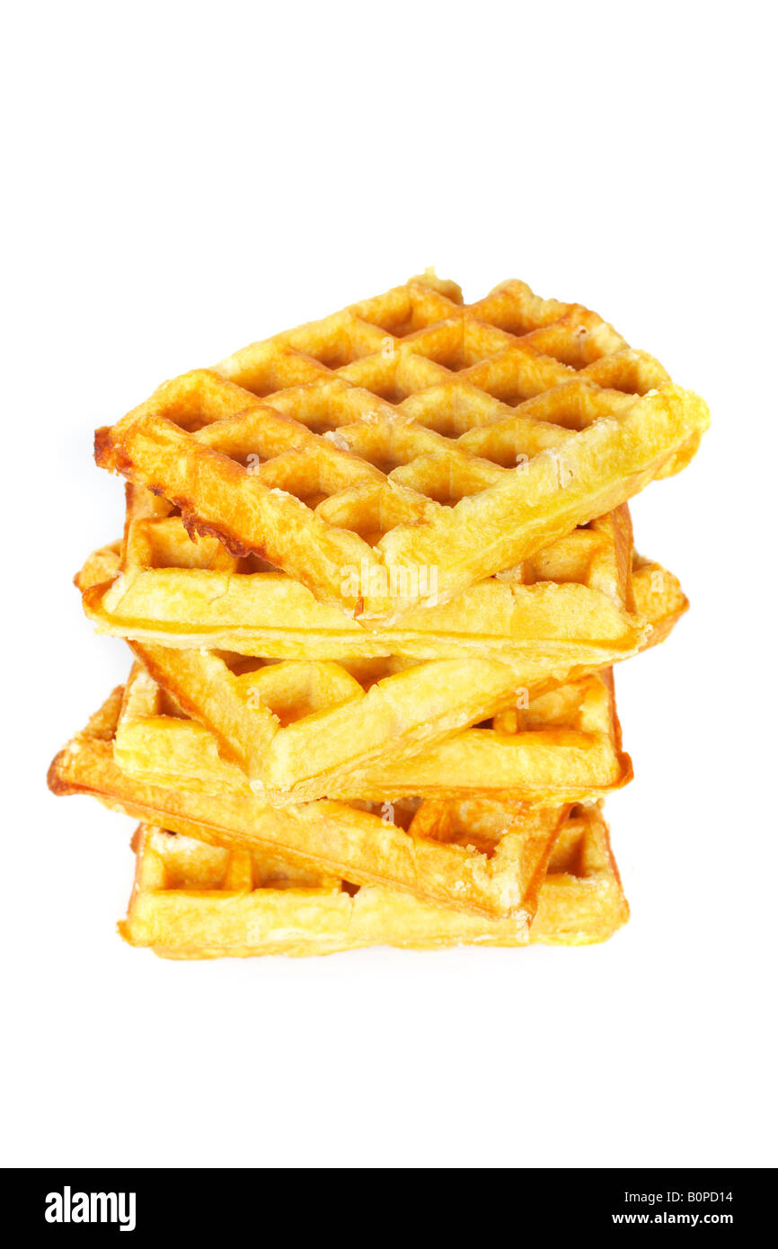 Stack of waffles on the isolated on white background Shallow depth of ...