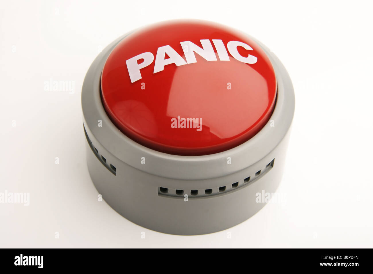 Shiny red panic button Stock Photo - Alamy
