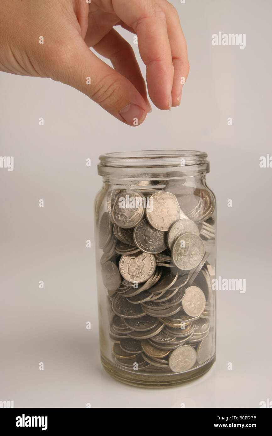 Australian coins in a jar hi-res stock photography and images - Alamy
