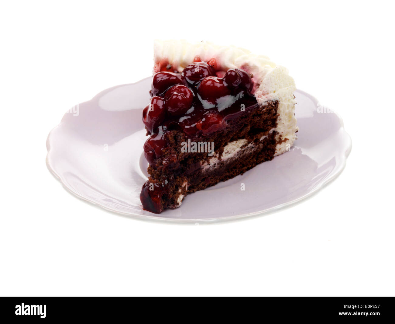 Slice Of Black Forest Gateau Stock Photo - Alamy