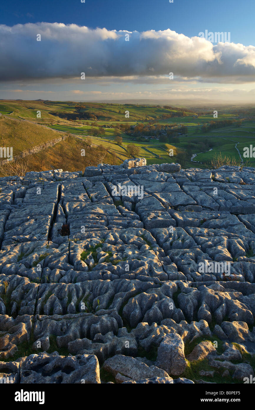 limestone pavement at Malham Cove, Yorkshire Dales National Park ...