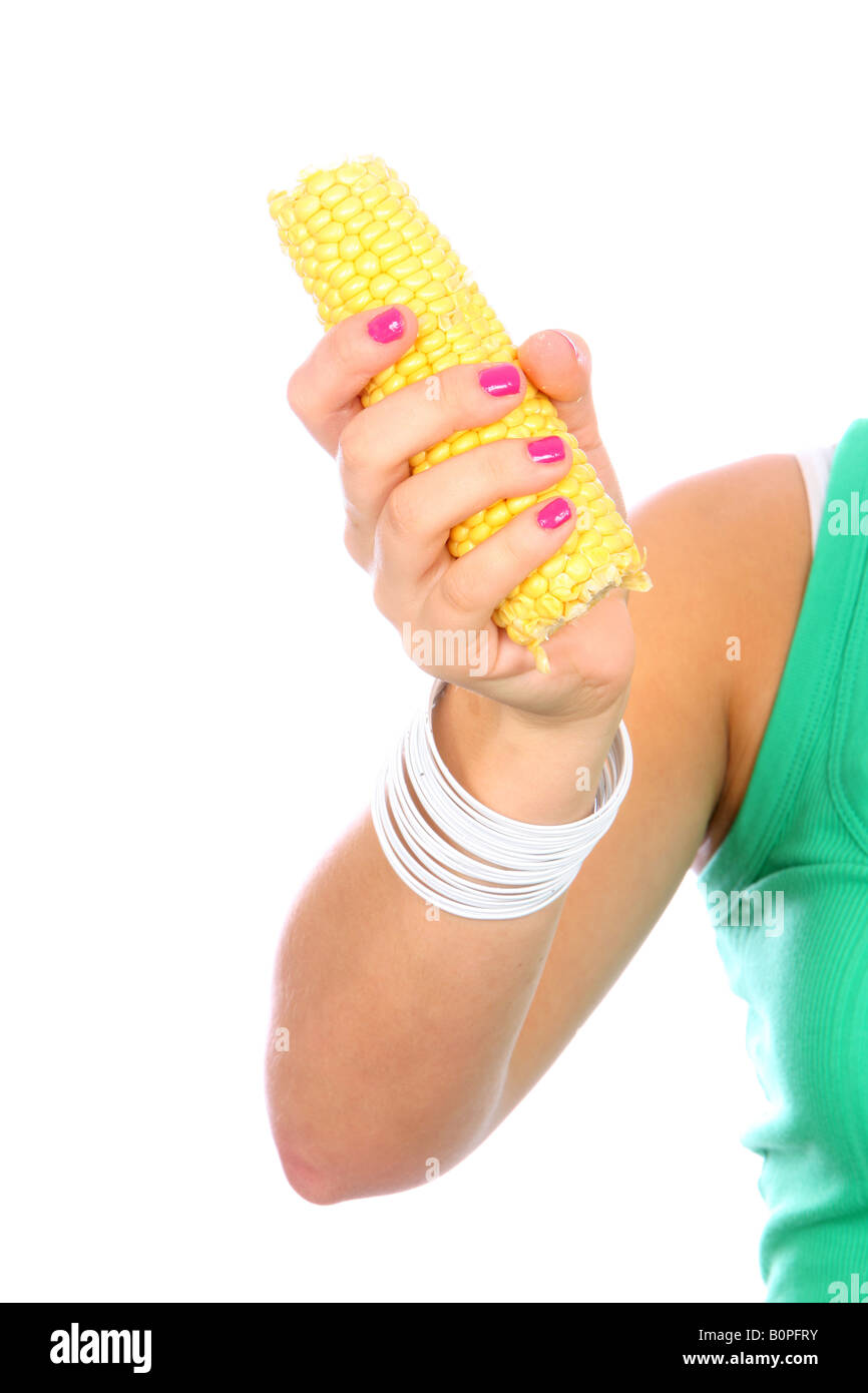 Young woman eating corn on the cob hi-res stock photography and images ...