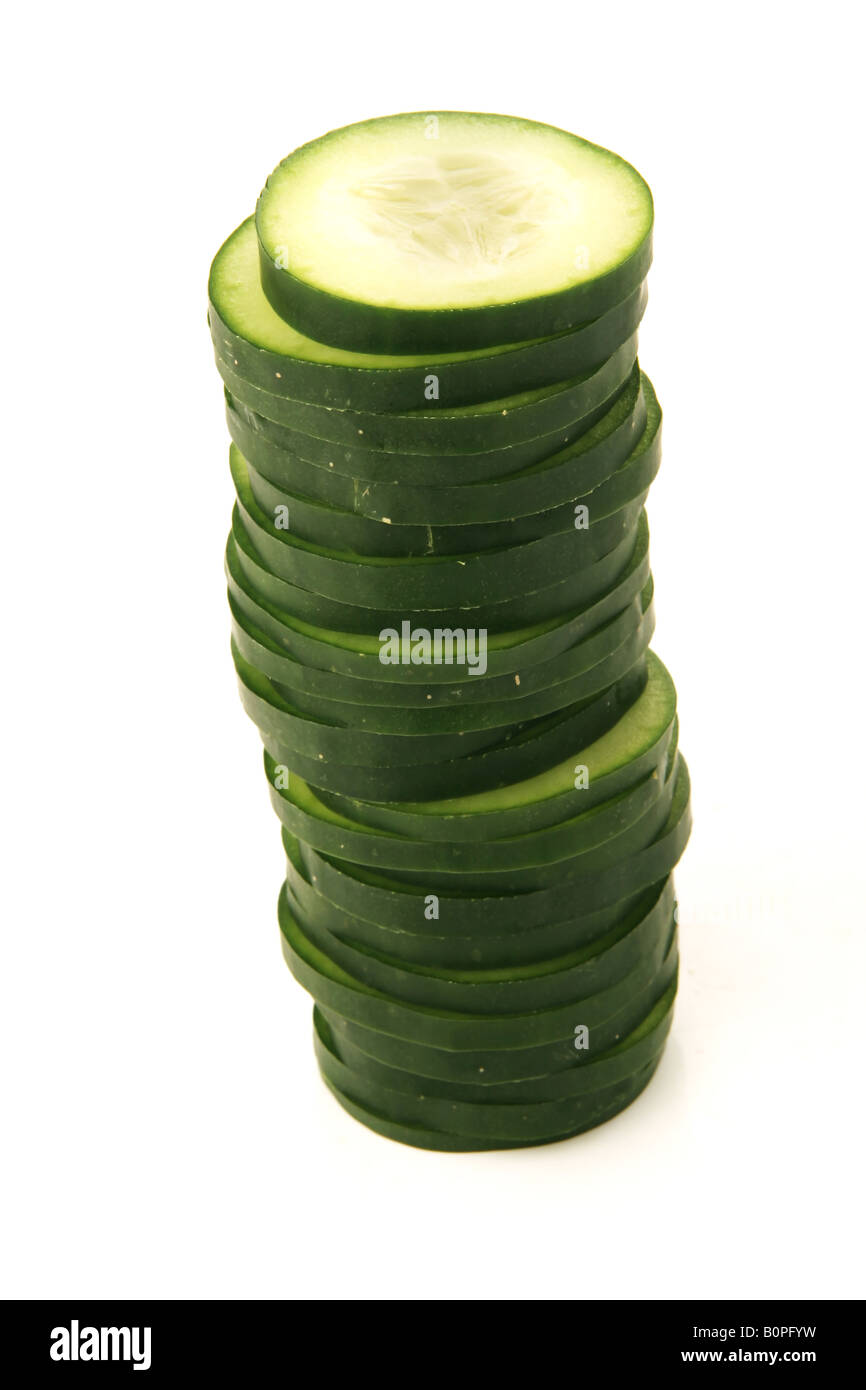 Cucumber cut in slices Stock Photo - Alamy