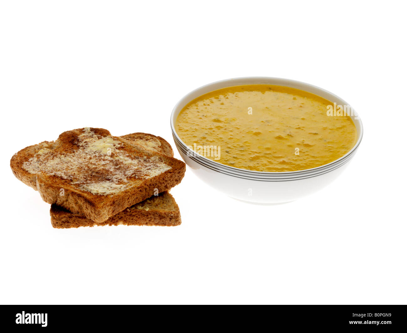 Carrot and Coriander Soup with Toast Stock Photo - Alamy