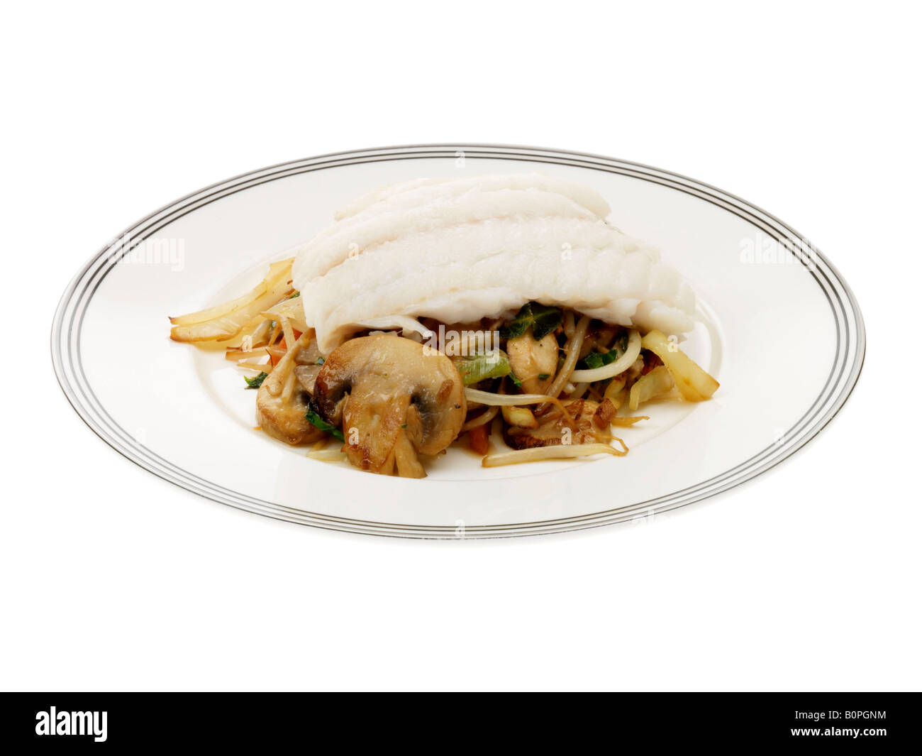 Cod Fillet and Stir Fried Vegetables Stock Photo - Alamy