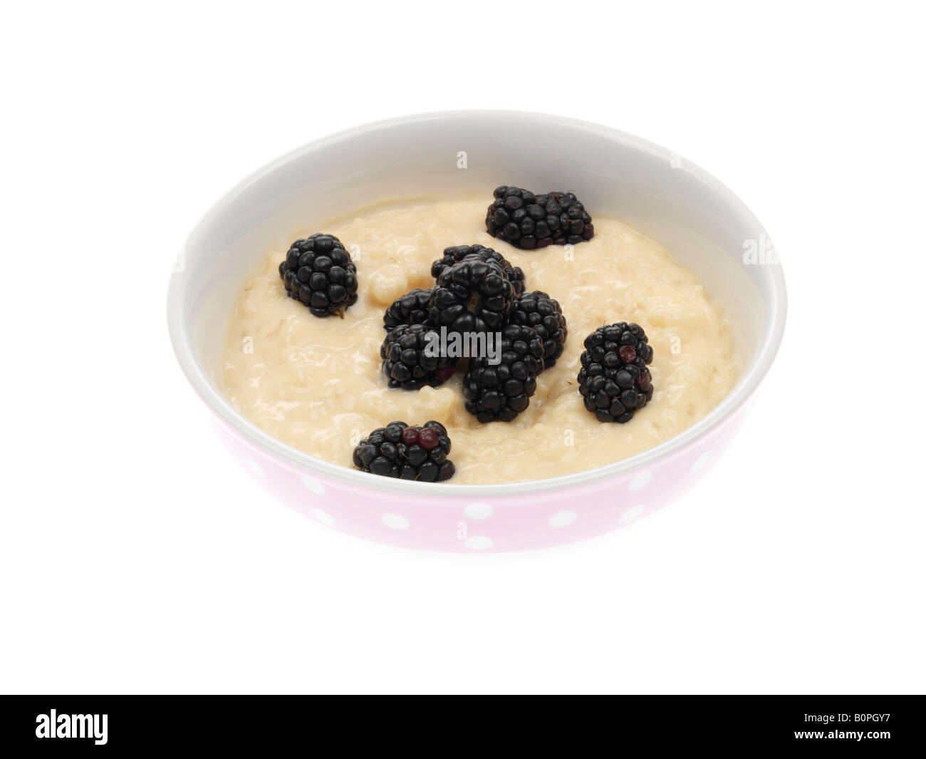 Rice Pudding with Blackberries Stock Photo - Alamy