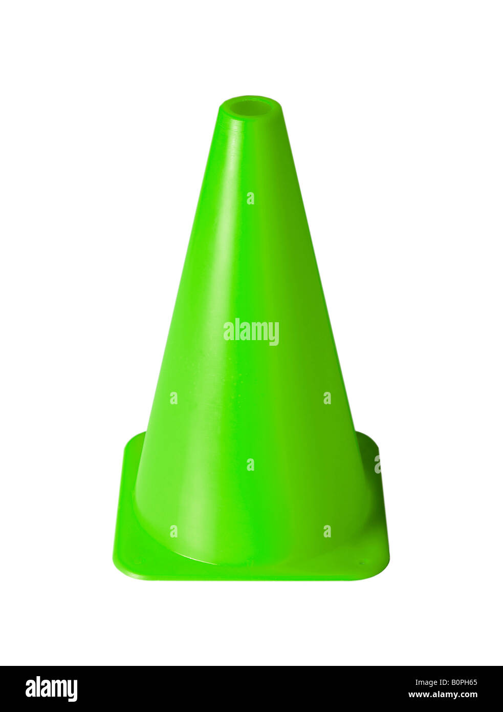 bright green safety cone against white cutout Stock Photo - Alamy