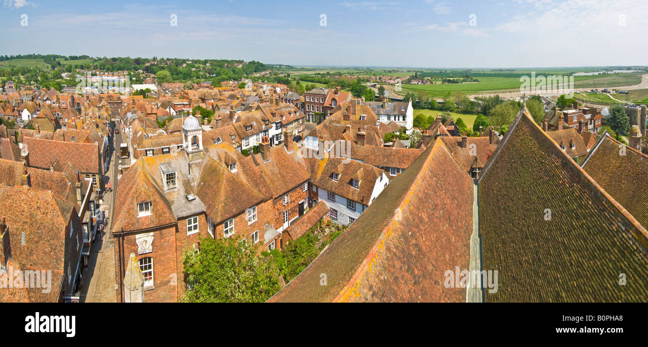 A 2 picture stitch panoramic aerial view of Rye taken from the top of ...