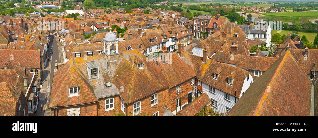 A 3 picture stitch panoramic aerial view of Rye taken from the top of ...