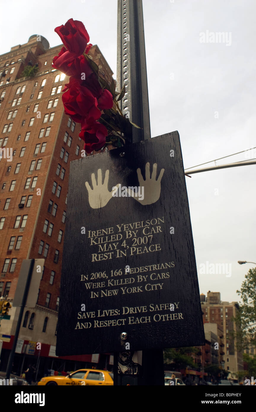 A memorial to a pedestrian who was killed crossing the street at Ninth ...