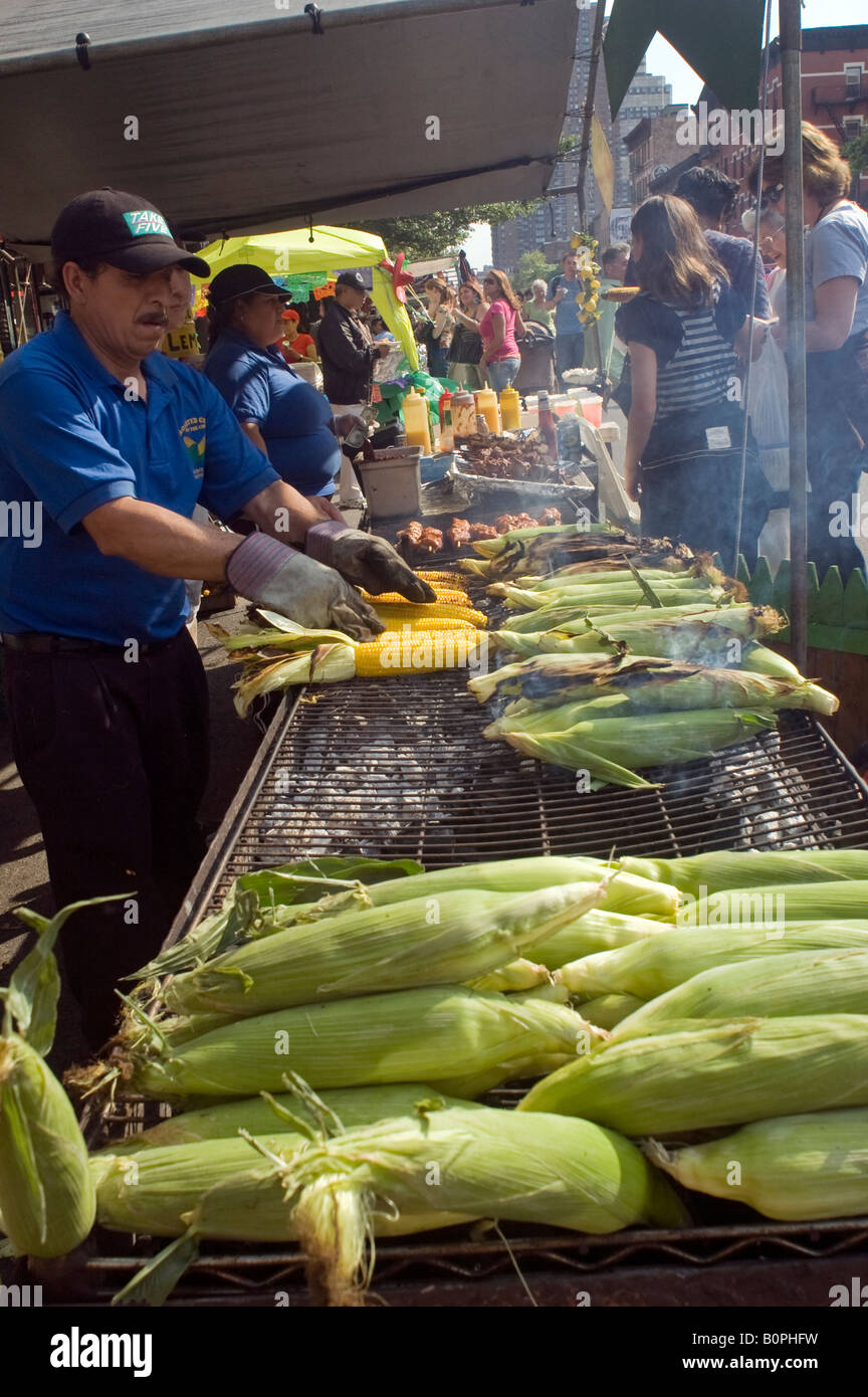 Corn is grilled at the famous Ninth Avenue Food Festival in New York ...