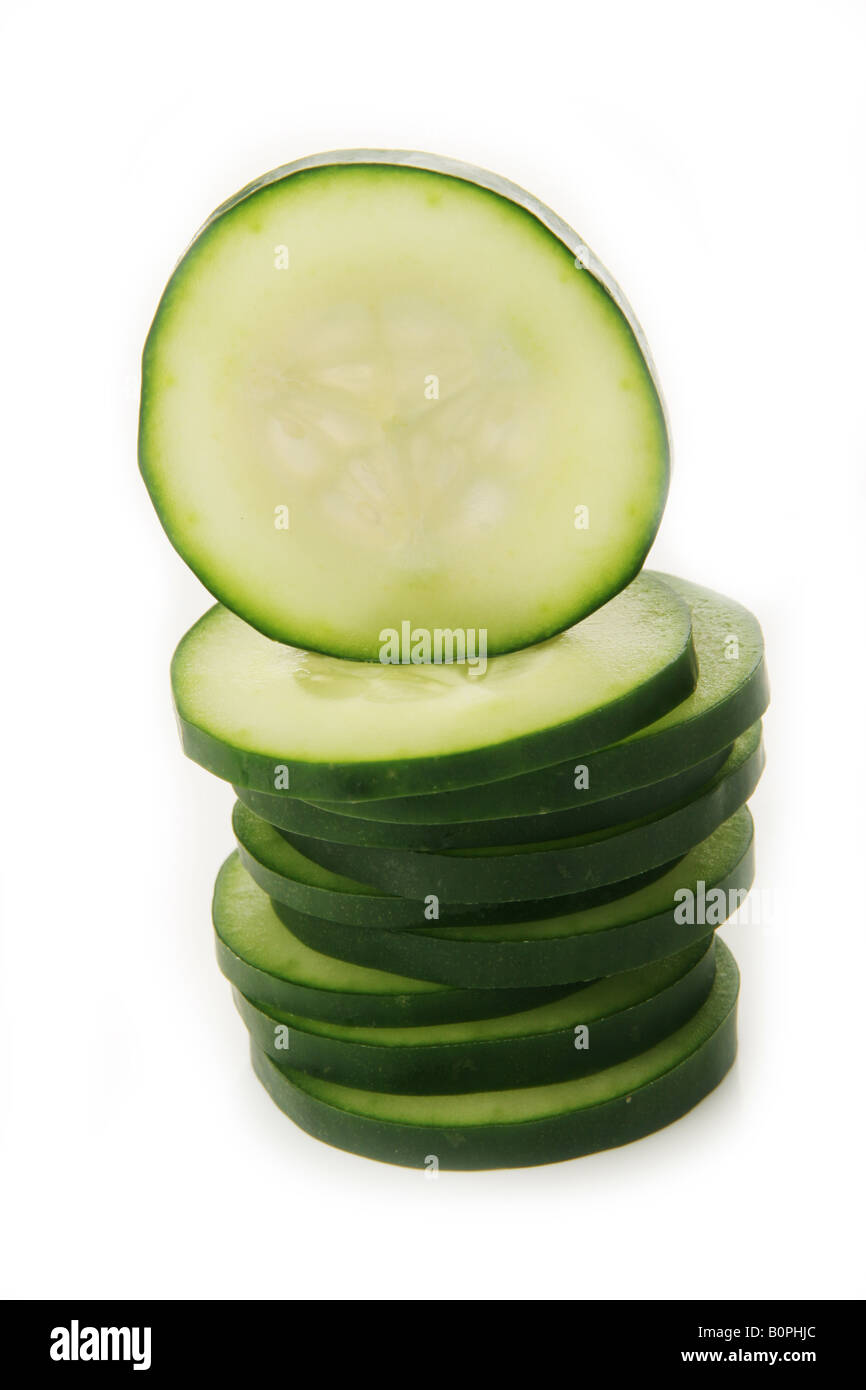 Cucumber cut in slices Stock Photo - Alamy