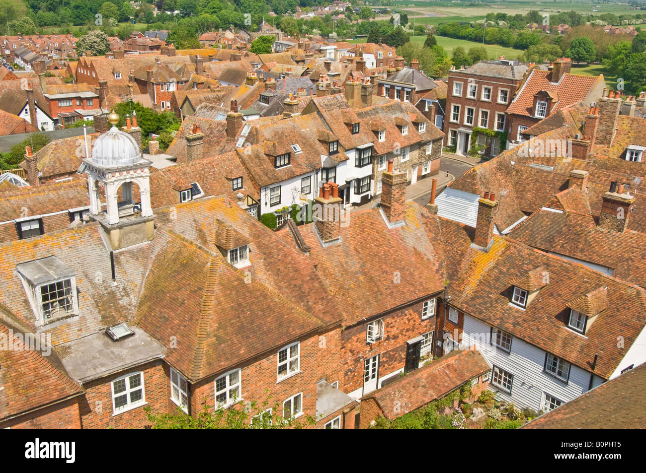 An aerial view of Rye taken from the top of the bell tower in St Mary's ...