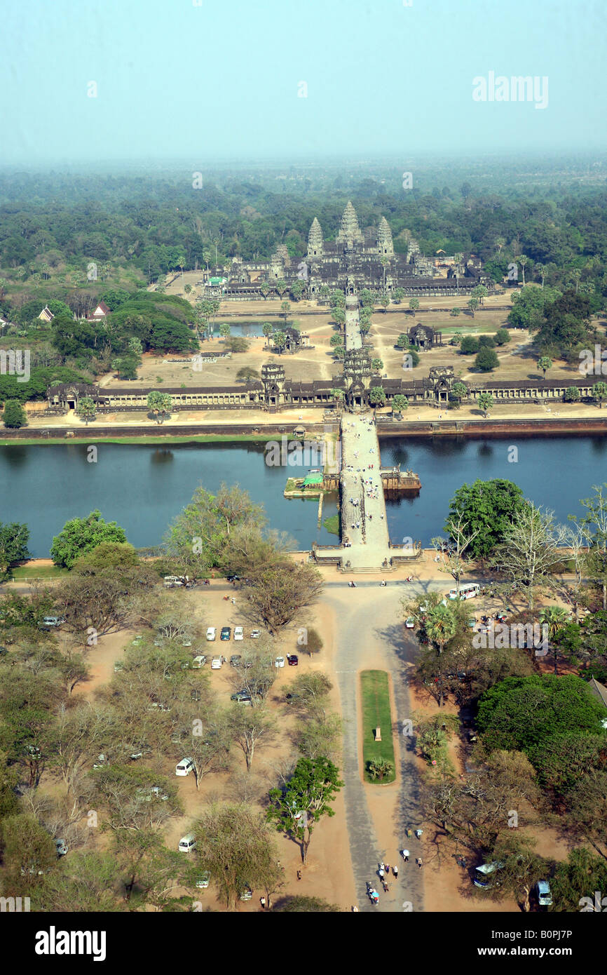 Aerial view of Angkor Wat and its moat built by Suryavarman 2nd 1000 ...