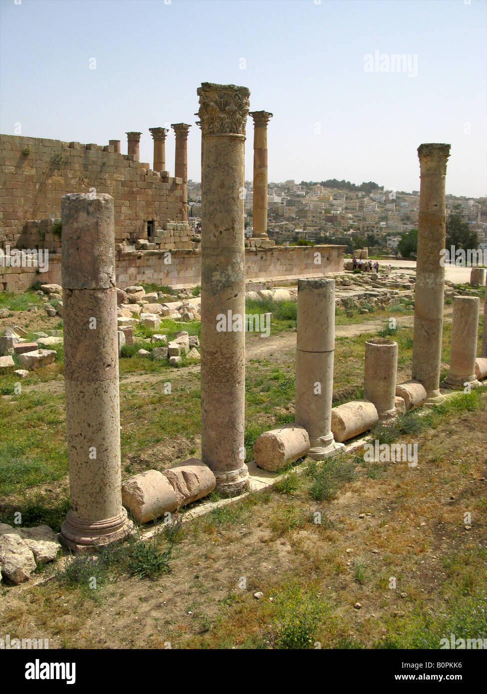 Roman columns in the ancient town of Jerash in northern Jordan, Jordan ...