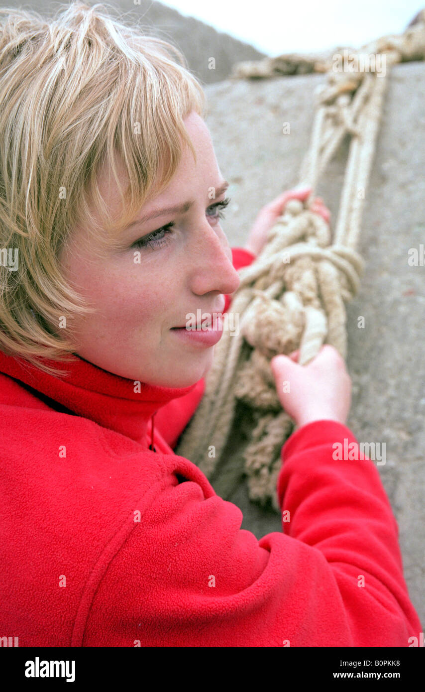 woman pull a rope Stock Photo - Alamy