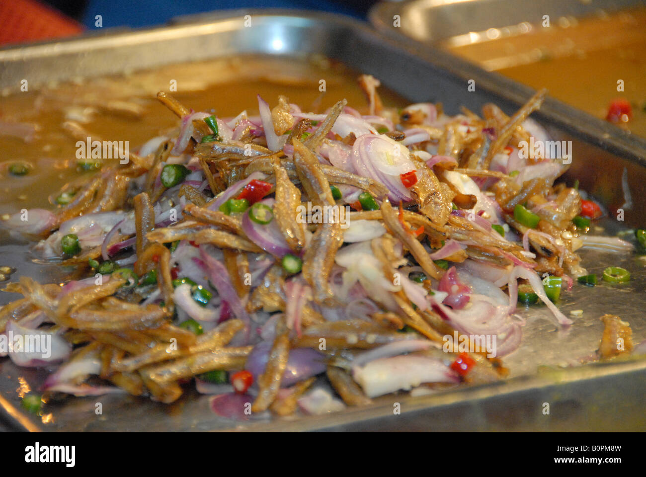 spicy small dried fish salad Stock Photo - Alamy