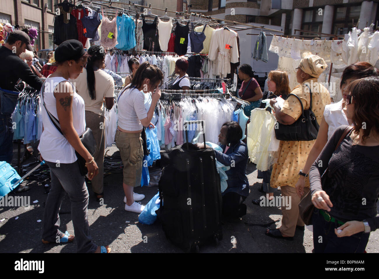 Clothes Stall at Petticoat Lane Market London May 2008 Stock Photo - Alamy