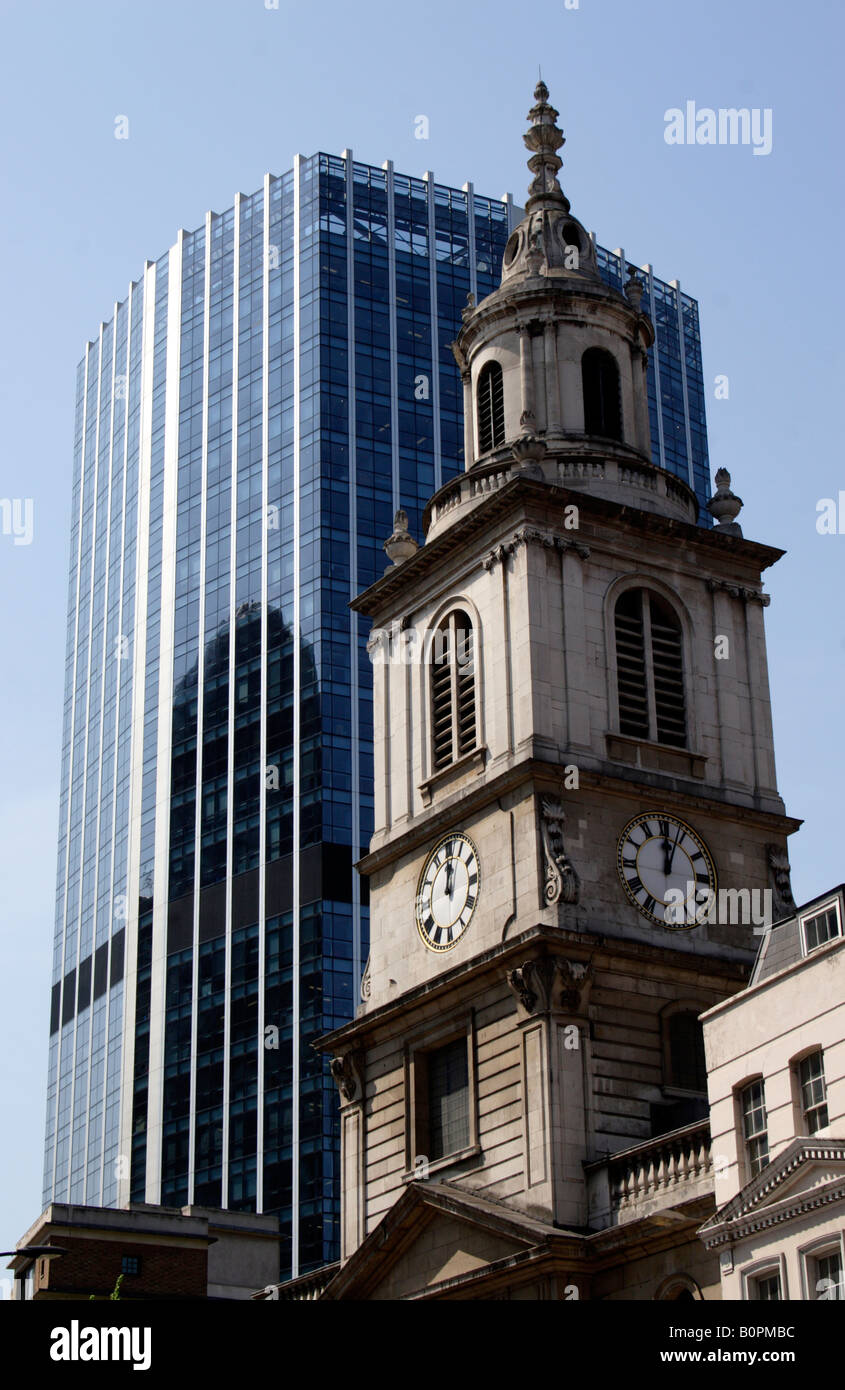 Modern Office building and St Botolph Church Bishopsgate London Stock ...