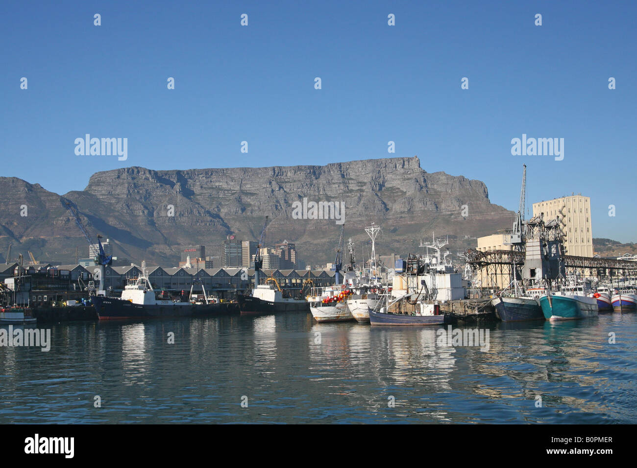 Cape Town Harbour with Nelson Mandela Pier and Table Mountain Backdrop ...
