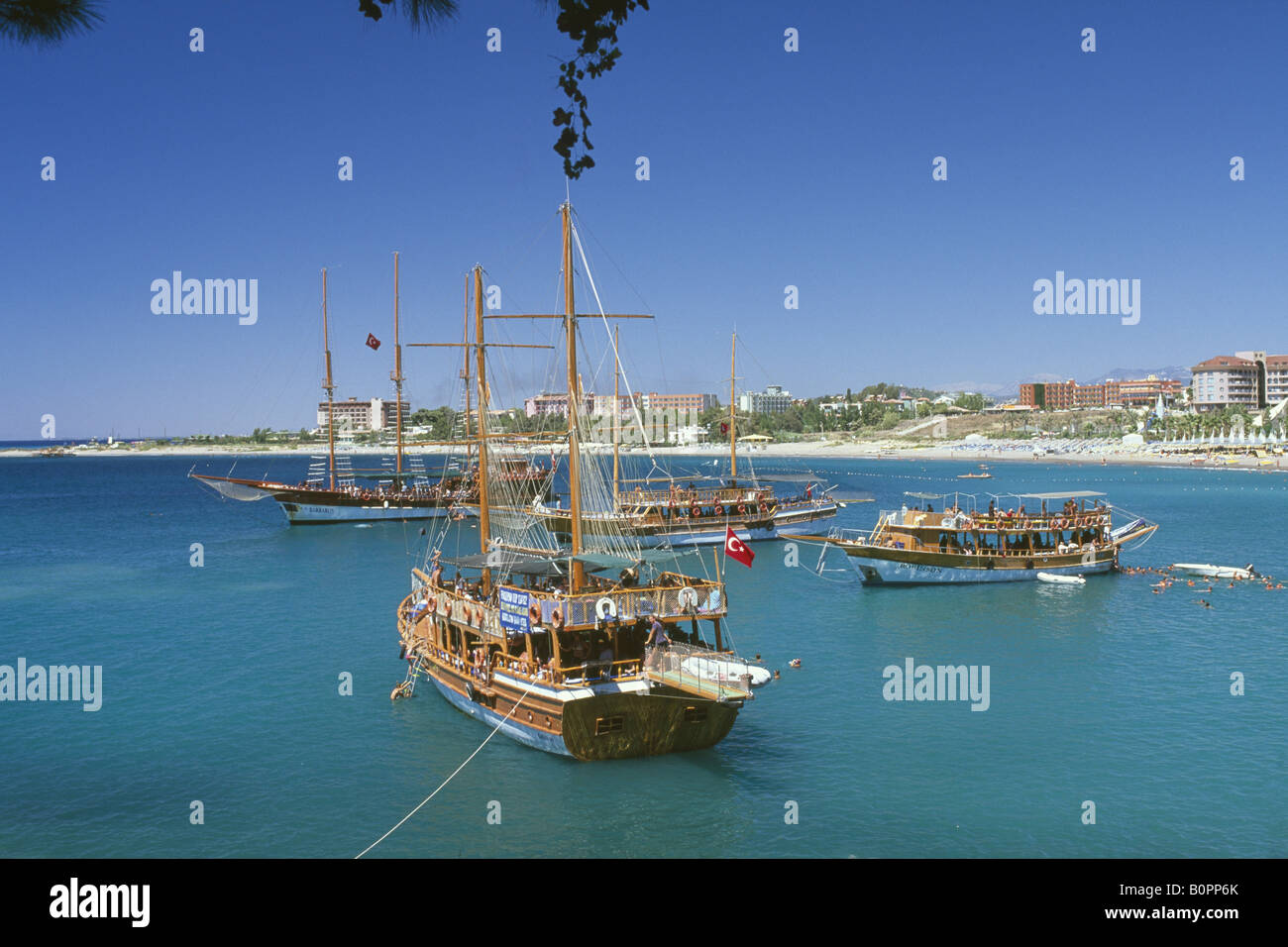 Gulet boats in Incekum, Turkish Riviera, Turkey Stock Photo - Alamy