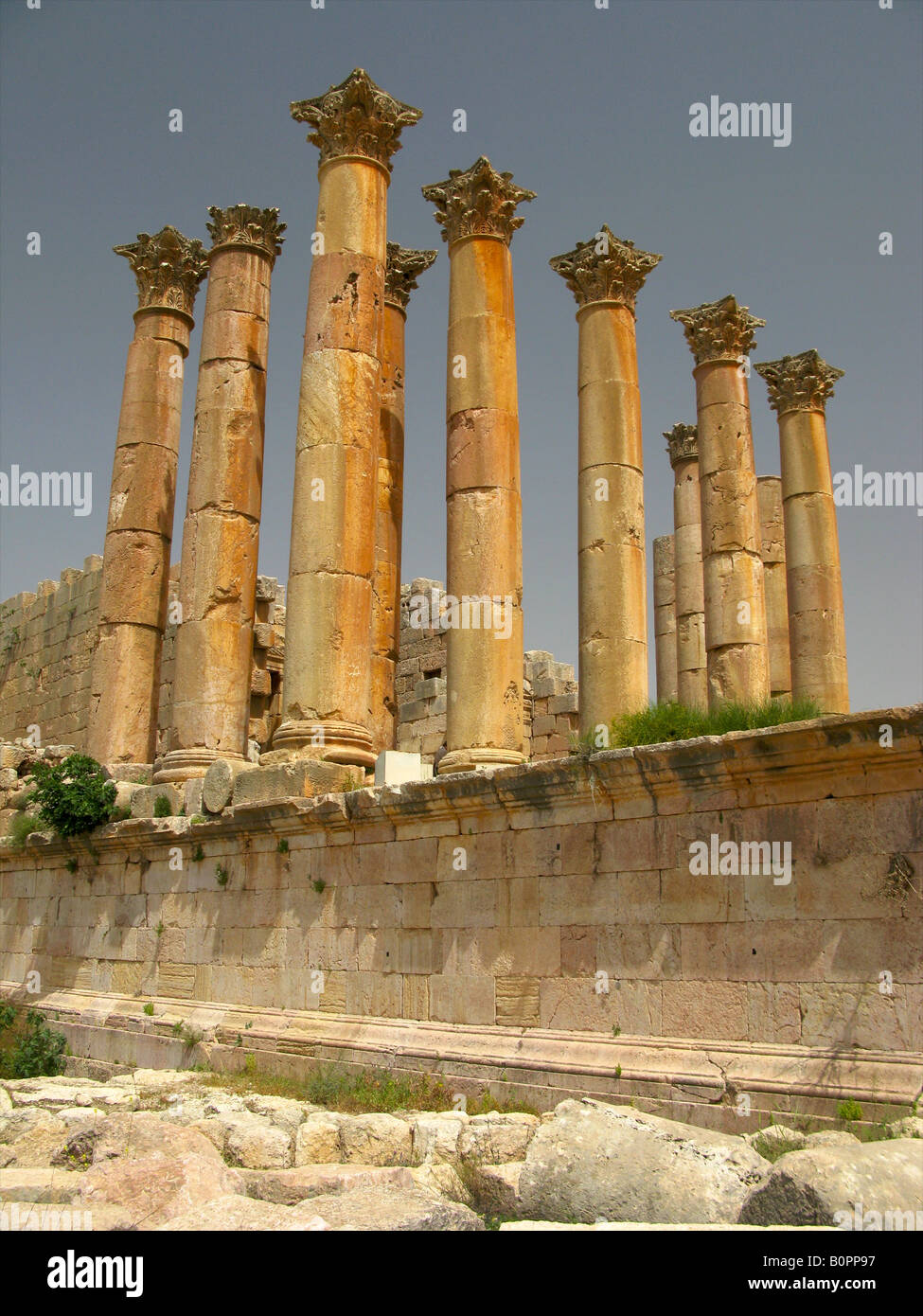 Roman columns in the ancient town of Jerash in northern Jordan, Jordan ...