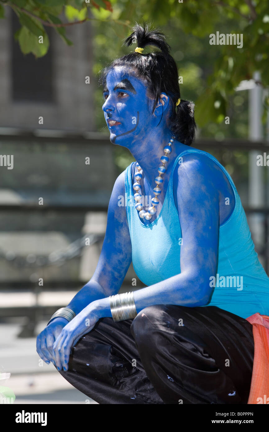 Woman in blue Stock Photo - Alamy