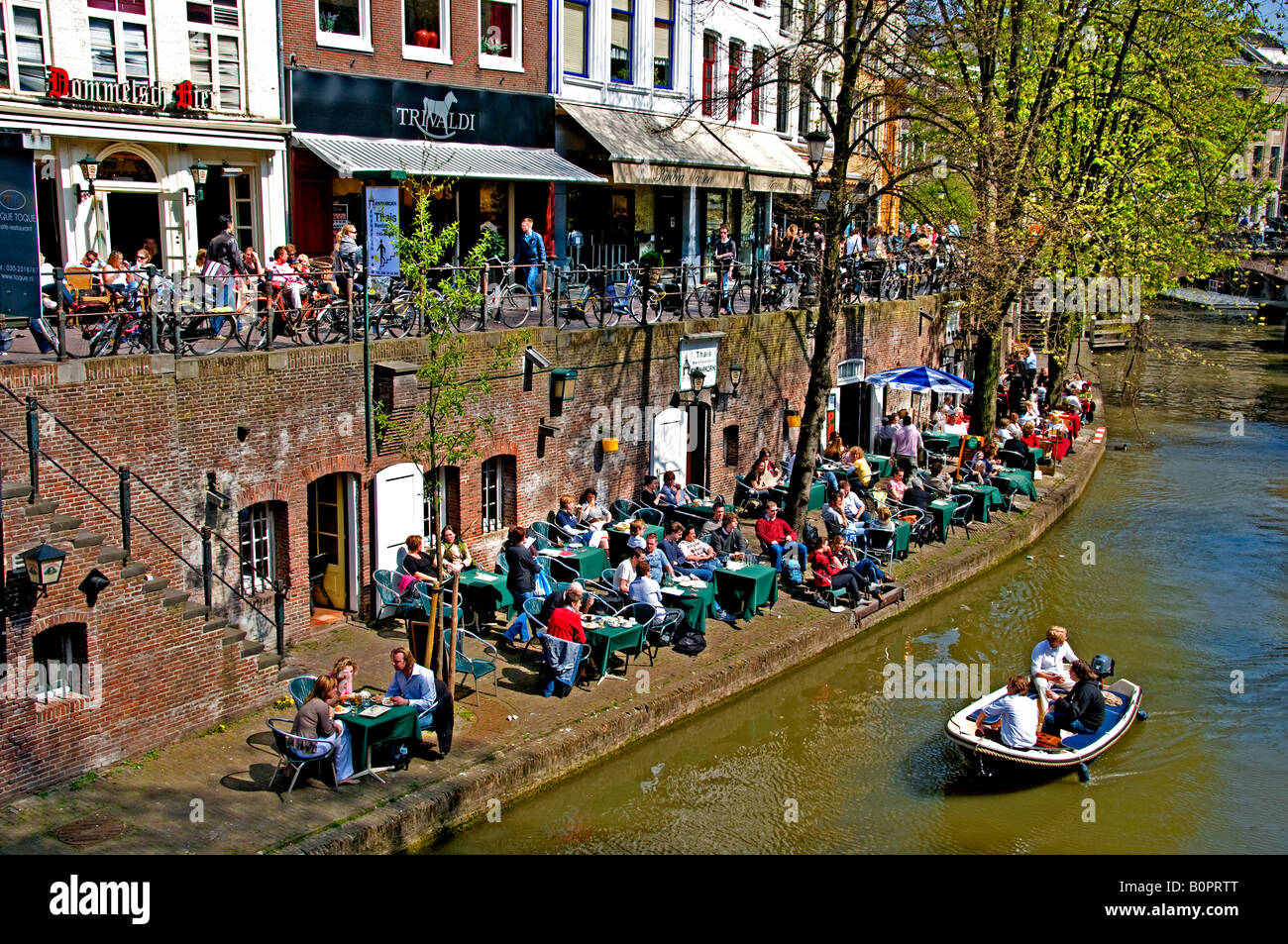 Utrecht Netherlands pavement bar restaurant pub Oudegracht Stock Photo ...