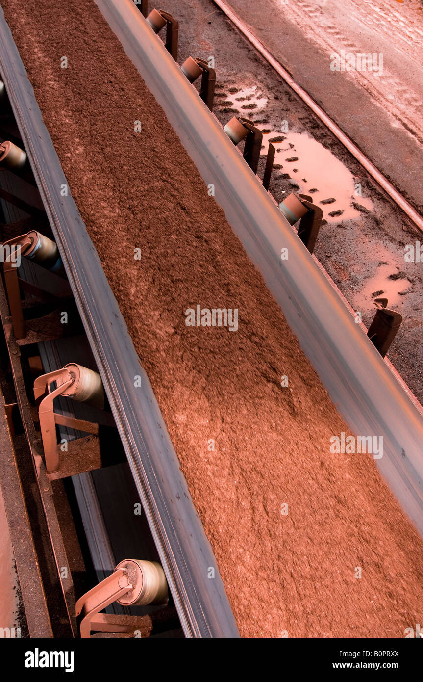 Conveyor belts are used to move iron ore on to trains at Carajas Vale ...