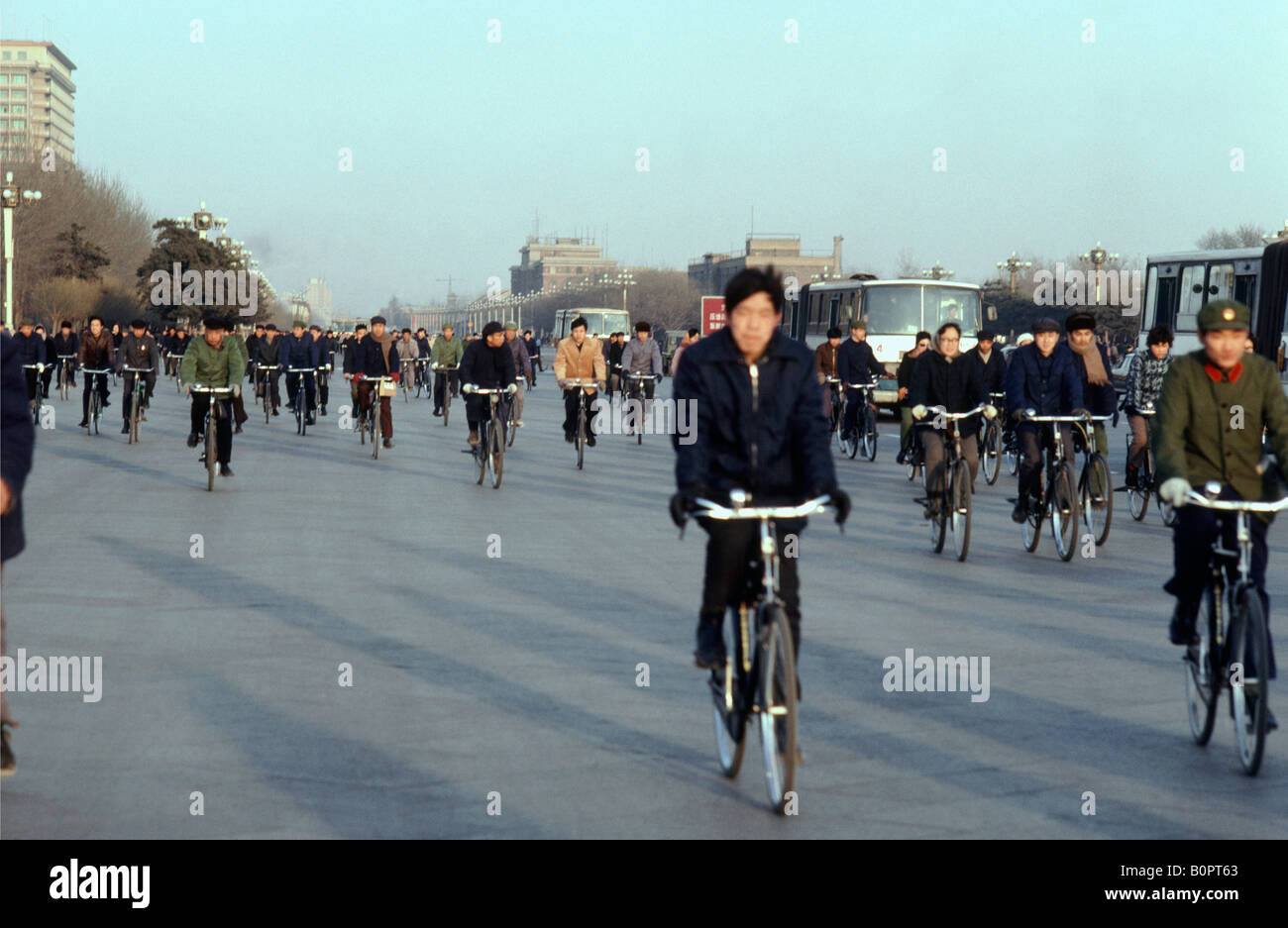 Morning commuting cyclists in Beijing China 1981 Stock Photo - Alamy