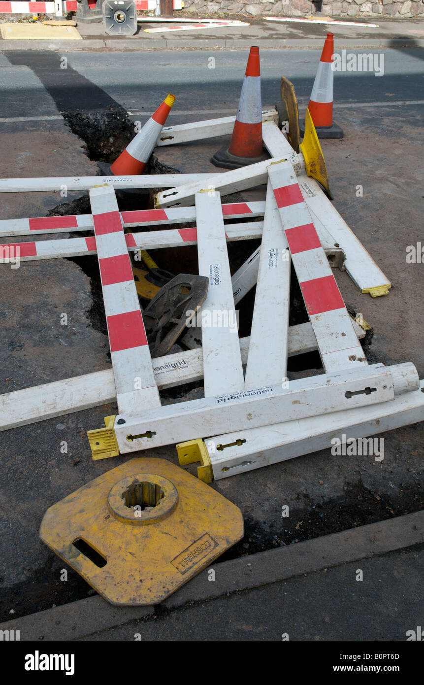 Road works barrier hi-res stock photography and images - Alamy