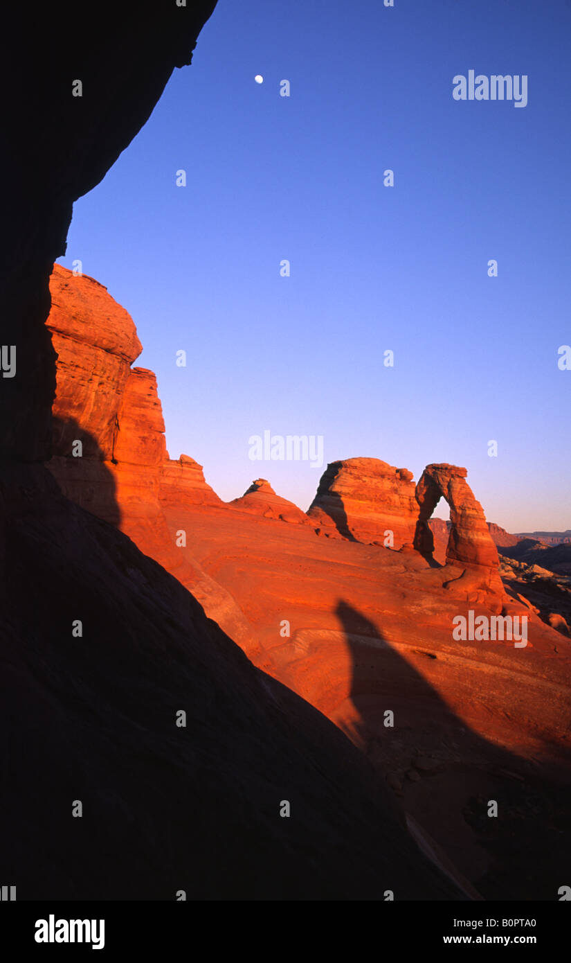 Delicate Arch Arches With Moon National Park Utah Stock Photo - Alamy