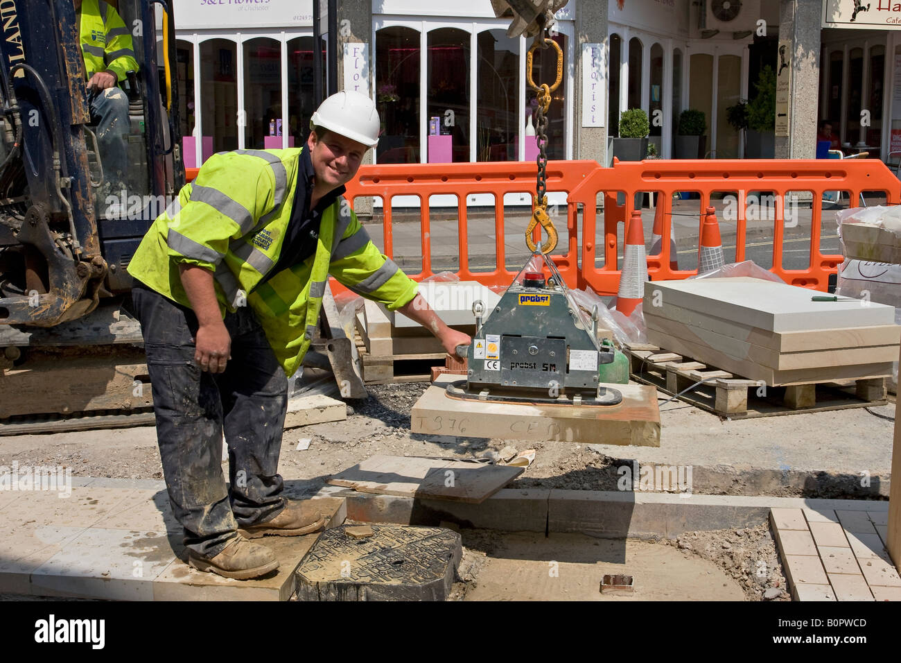 Workman operating a Probst SM Stonemagnet Vacuum. England UK Stock ...
