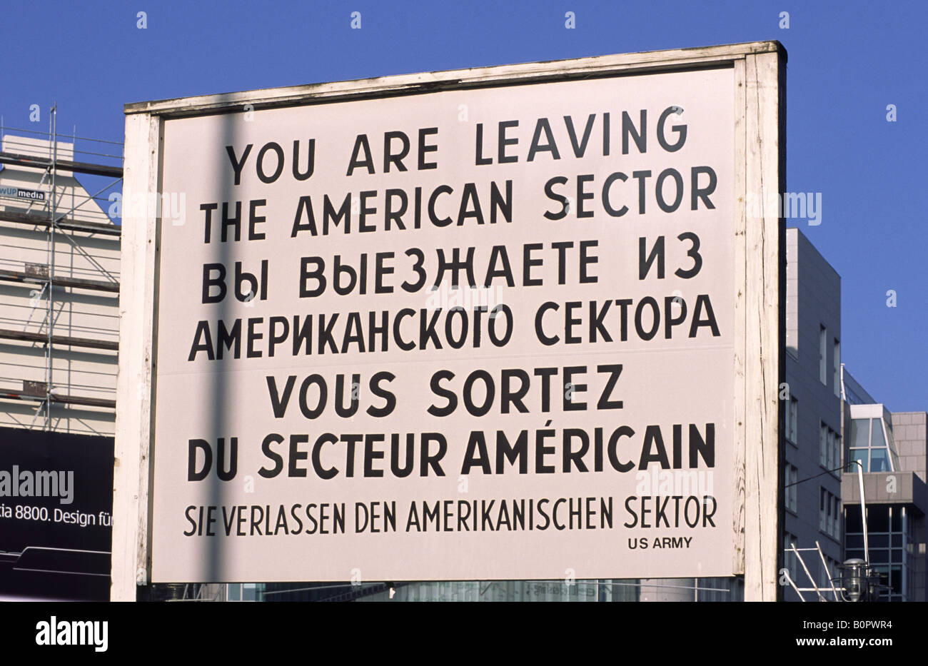 Checkpoint Charlie, the cold war east-west border crossing. Berlin ...
