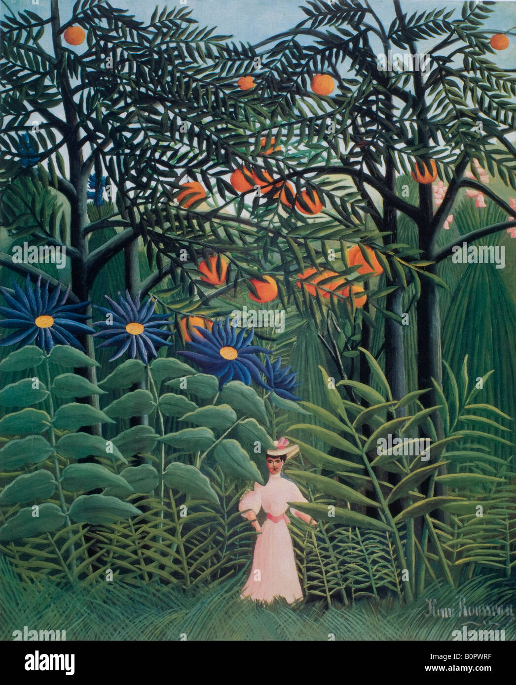 Woman Walking in an Exotic Forest 1905 by Henri Rousseau Stock Photo ...