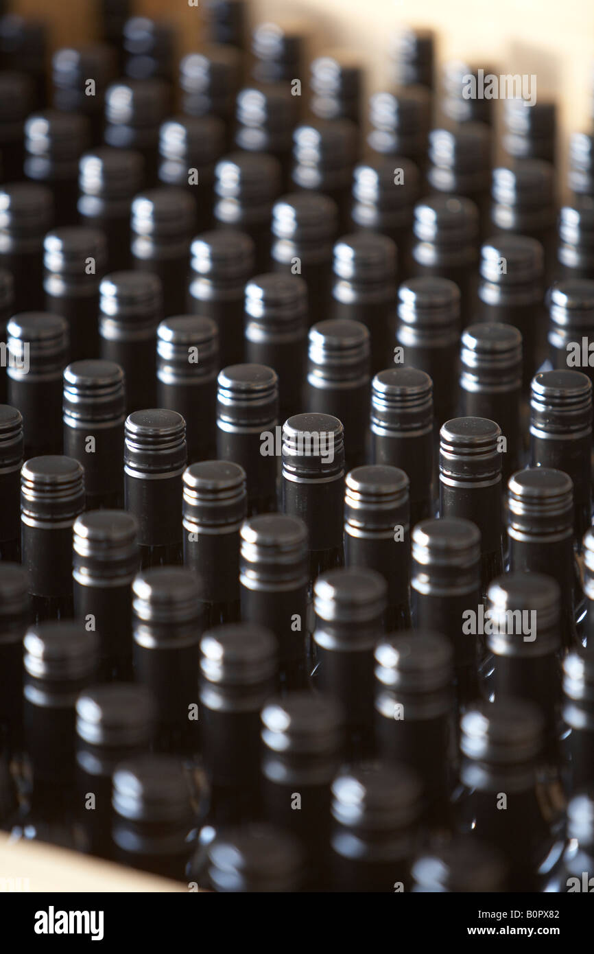 rows of bottled wine bottles ready for shipping Stock Photo - Alamy