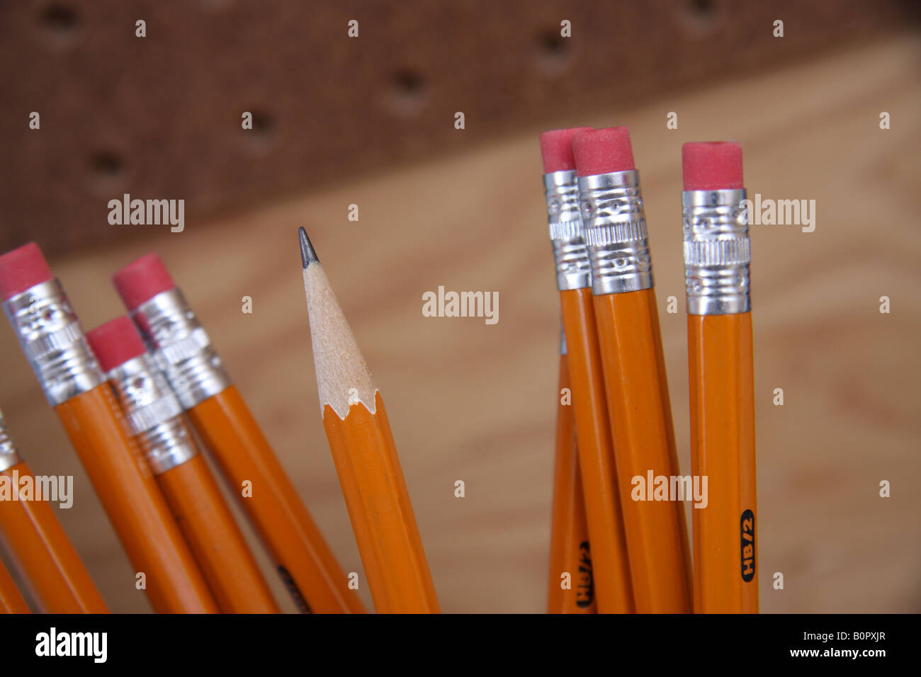 A collection of pencils on a desk Stock Photo - Alamy