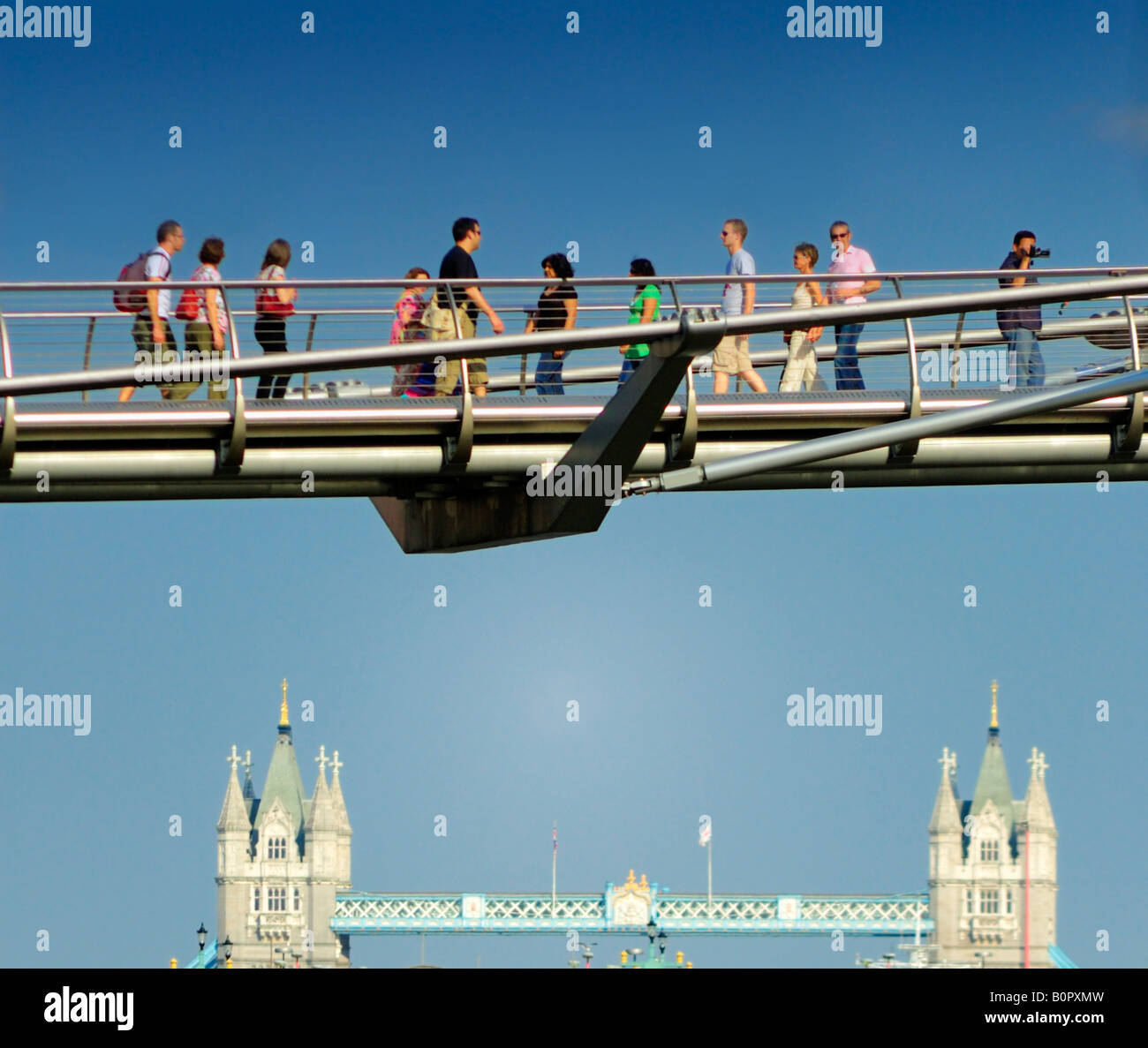 The Millennium Bridge and Tower Bridge London Britain Stock Photo - Alamy