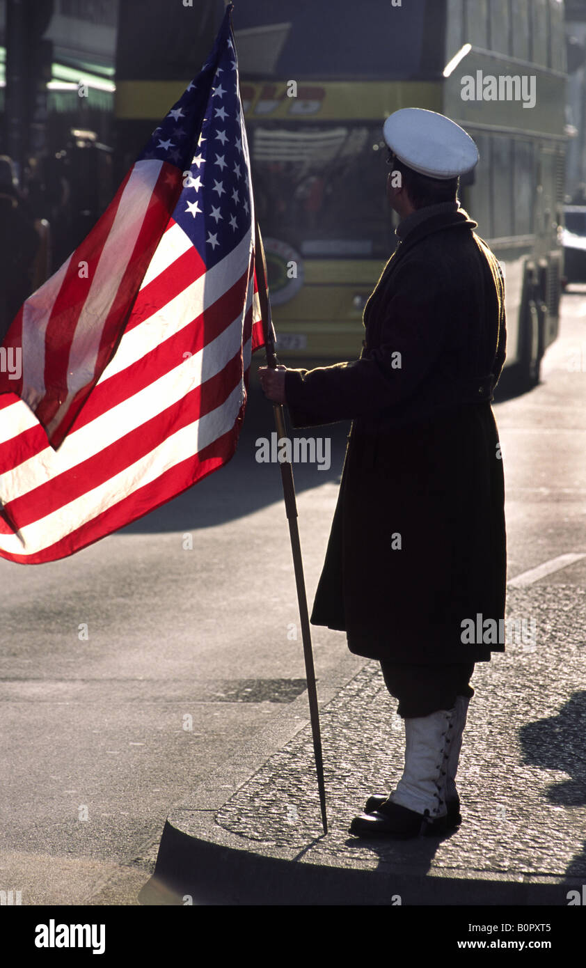 Checkpoint Charlie, the cold war east-west border crossing. Berlin ...
